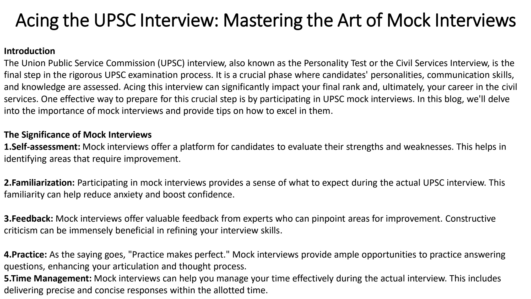 Acing the UPSC Interview Mastering the Art of Mock Interviews ...