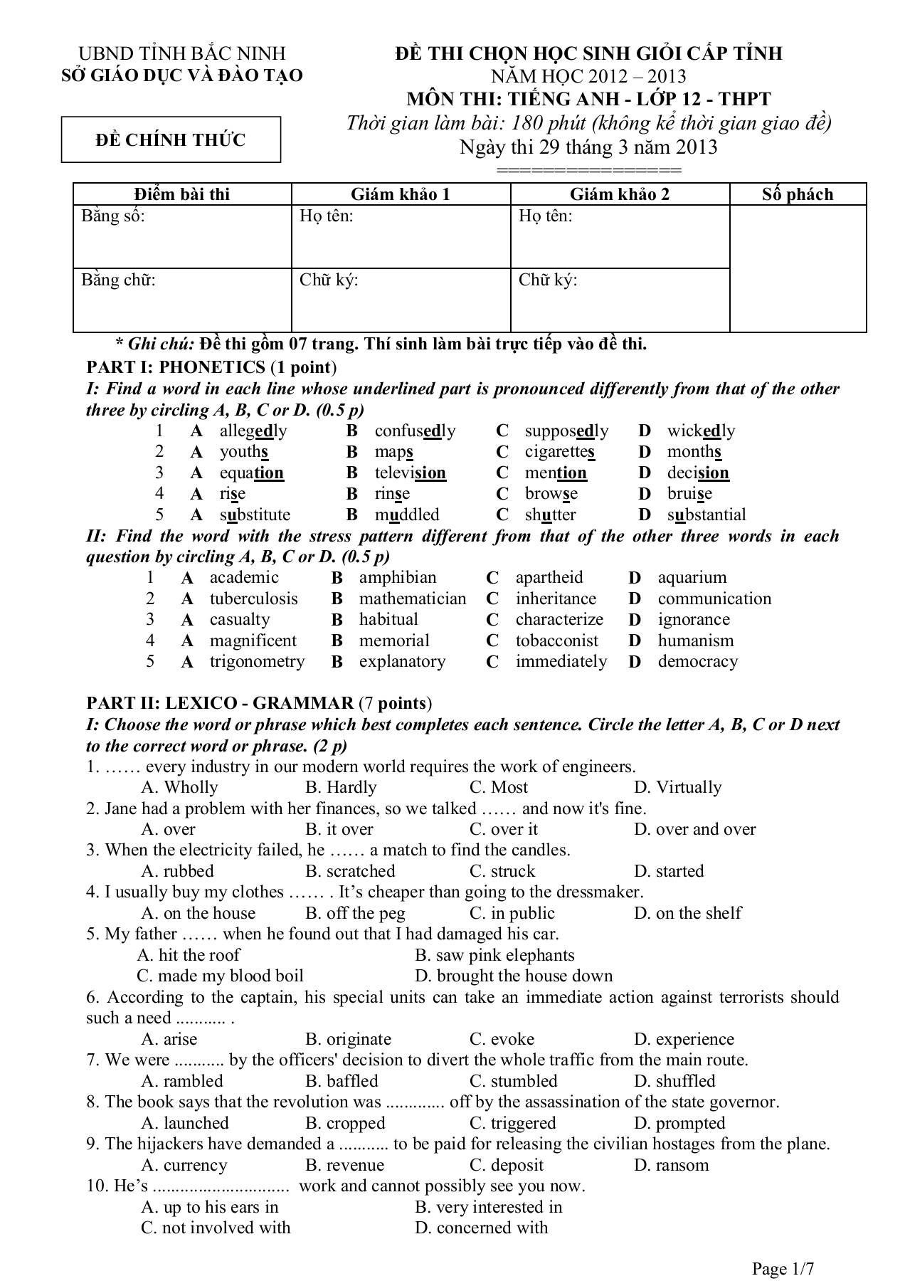 50-de-thi-hoc-sinh-gioi-mon-tieng-anh-lop-12 - Thu Nguyễn - Trang 29 | PDF lật trang trực tuyến ...