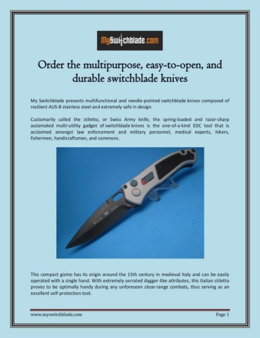 Order the multipurpose, easy-to-open, and durable switchblade knives