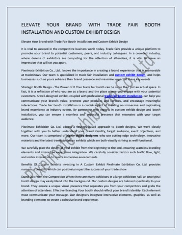 ELEVATE YOUR BRAND WITH TRADE FAIR BOOTH INSTALLATION AND CUSTOM ...