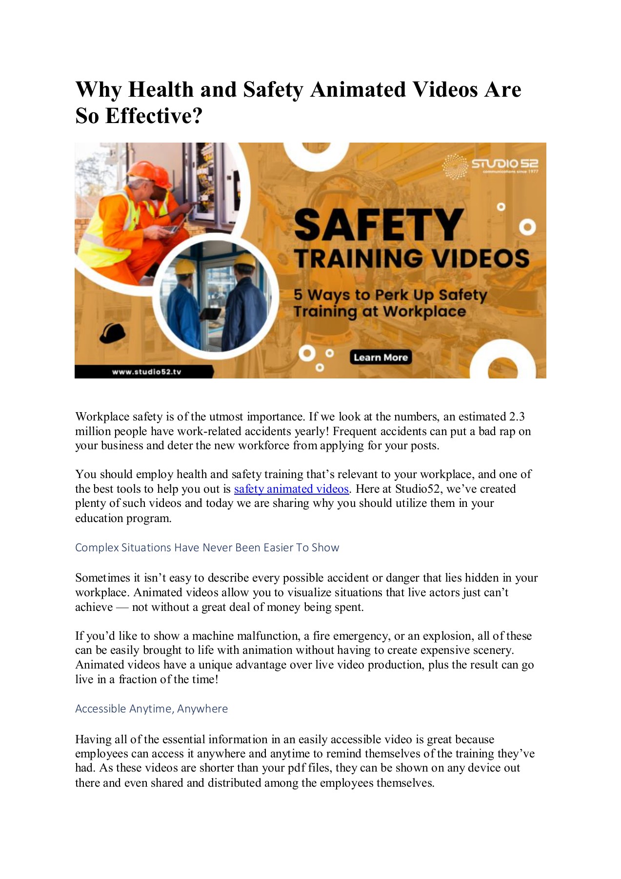Why Health and Safety Animated Videos Are So Effective - Studio52 ...