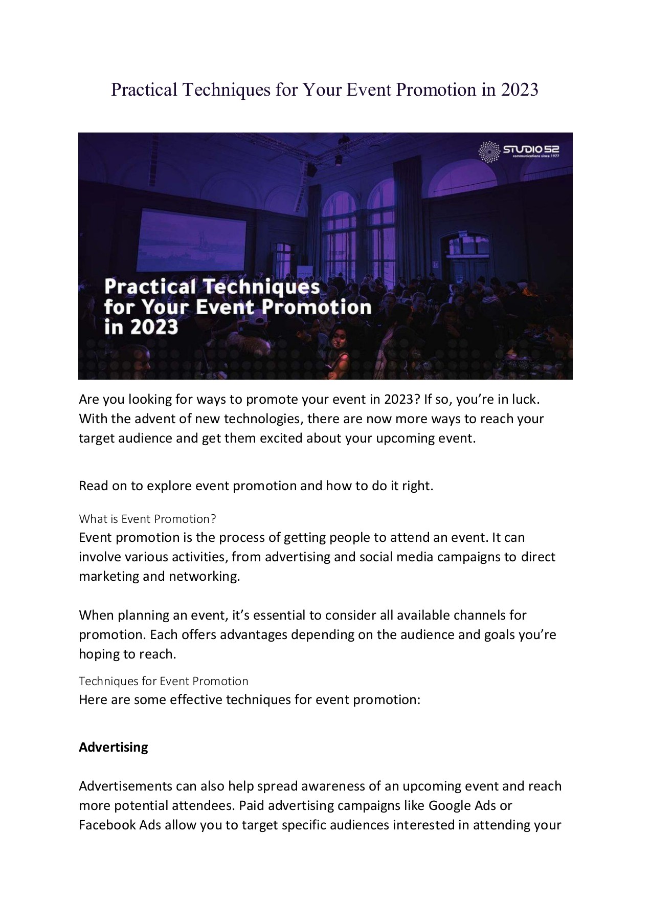 Practical Techniques for Your Event Promotion in 2023 - Surbhi ...