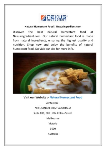 Natural Humectant Food Nexusingredient.com