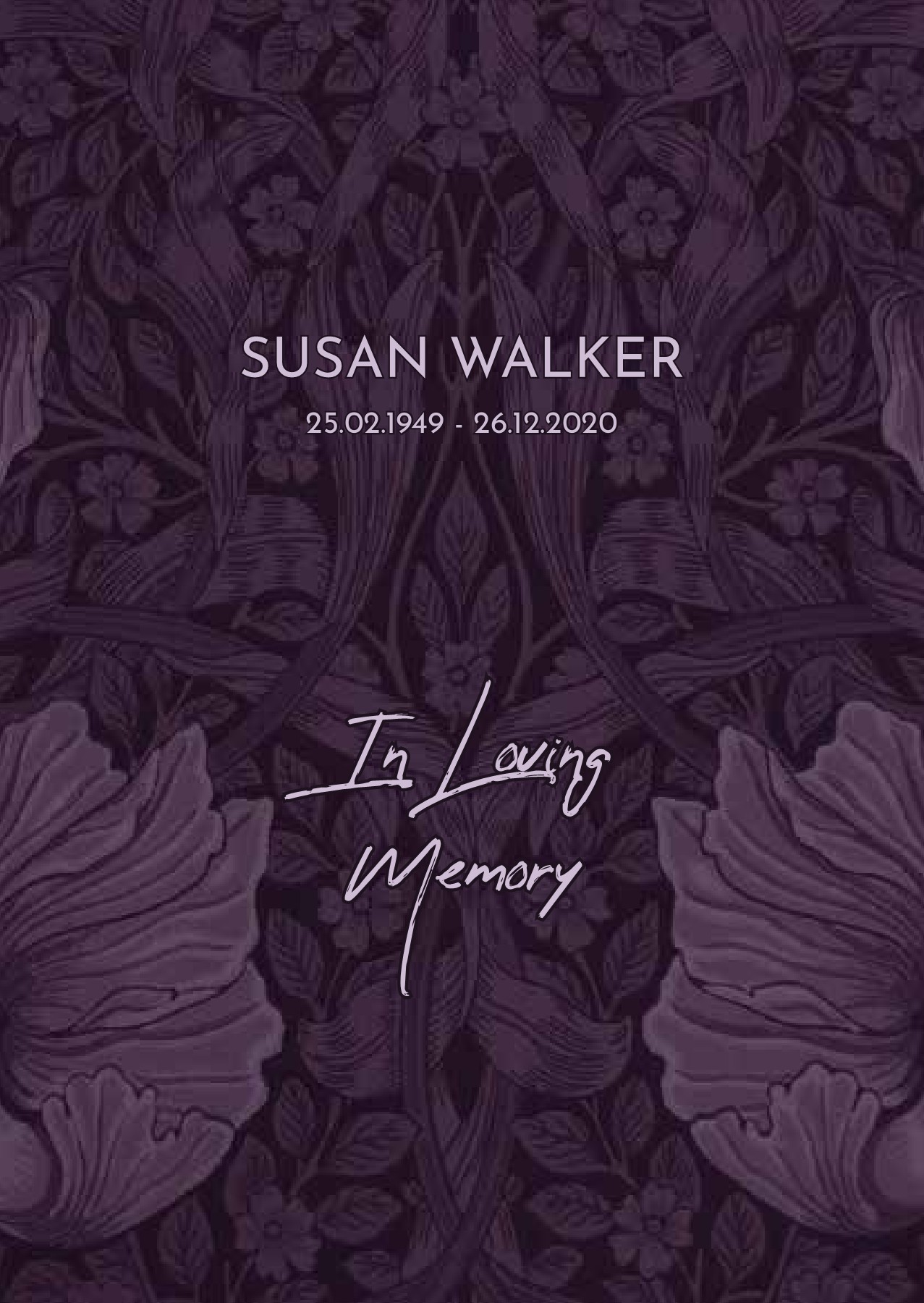 In Loving Memory of Susan Walker 1949-2020 - Adam C Walker - Page 1 ...