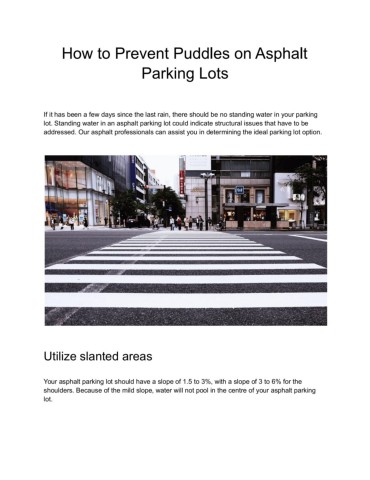 How to Prevent Puddles on Asphalt Parking Lots
