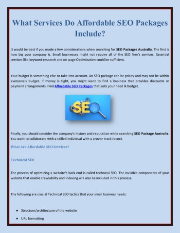 What Services Do Affordable SEO Packages Include?