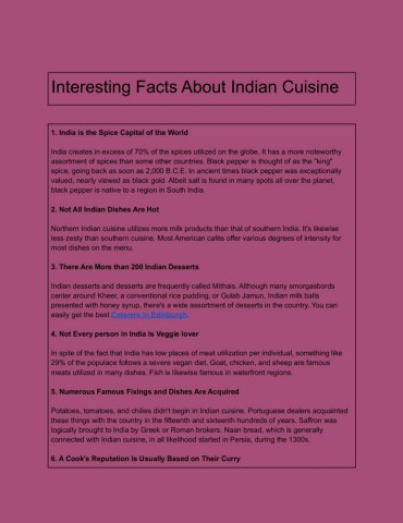 Interesting Facts About Indian Cuisine