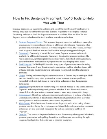 How to Fix Sentence Fragment_ Top10 Tools to Help You with That