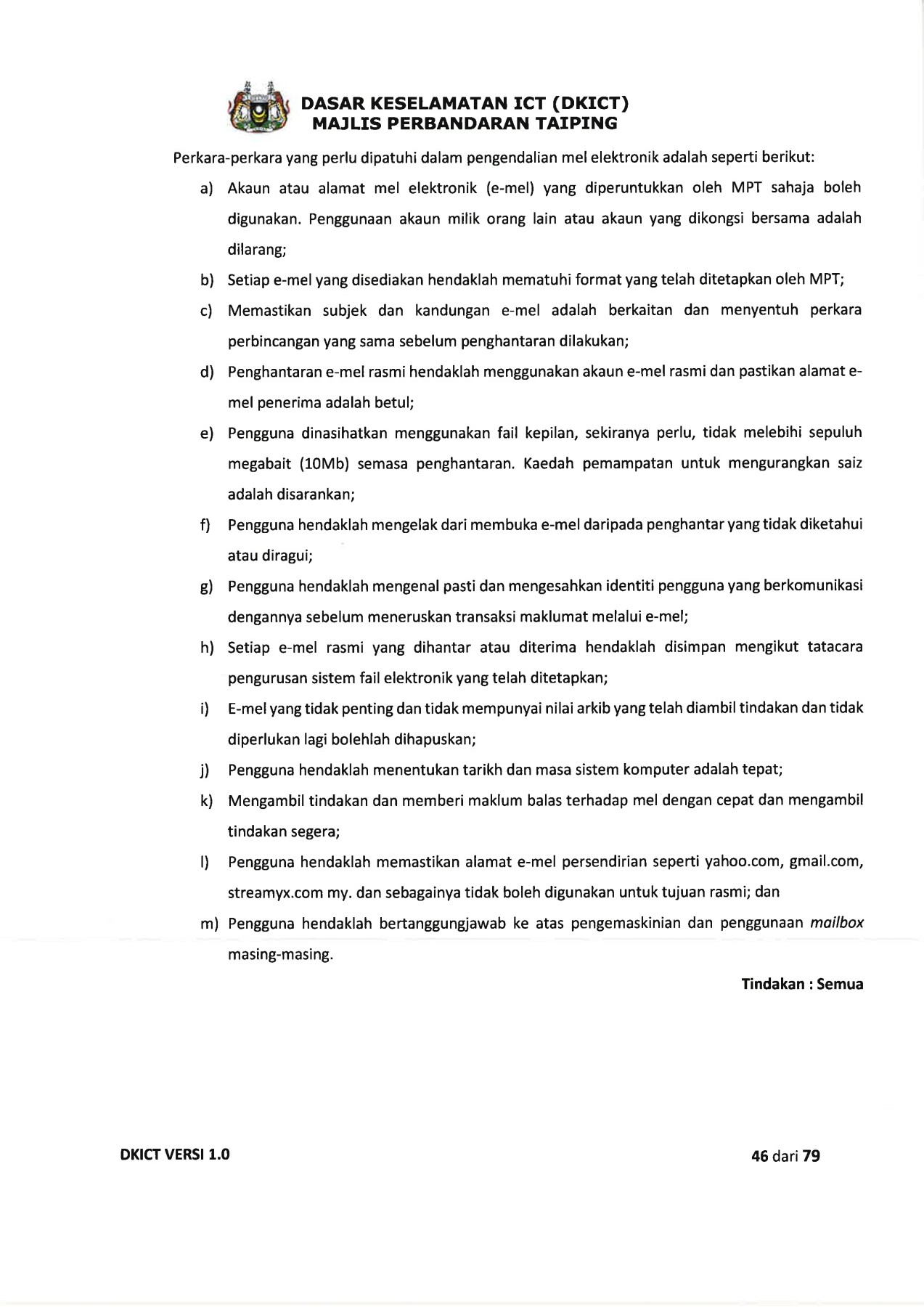 DASAR KESELAMATAN ICT (DKICT) MPT - Hani Khoraini - Muka Surat 47 | Membalik PDF Dalam talian ...