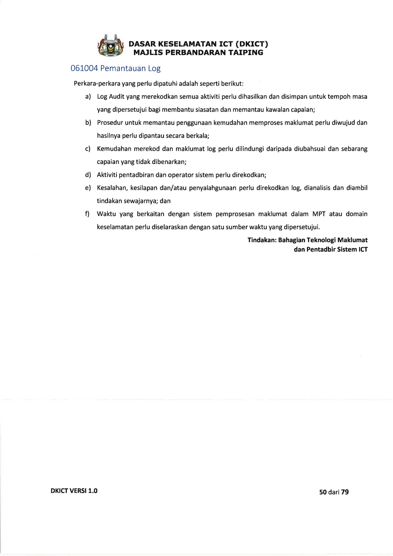 DASAR KESELAMATAN ICT (DKICT) MPT - Hani Khoraini - Muka Surat 51 | Membalik PDF Dalam talian ...