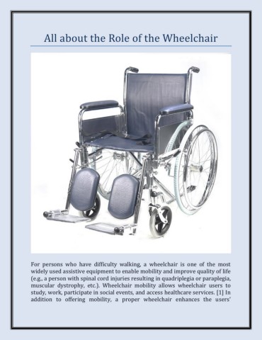 All about the Role of the Wheelchair