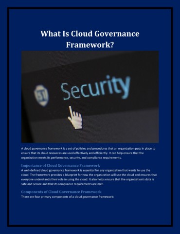 What Is Cloud Governance Framework - Centilytics - Page 1 - 3 | Flip PDF Online | PubHTML5