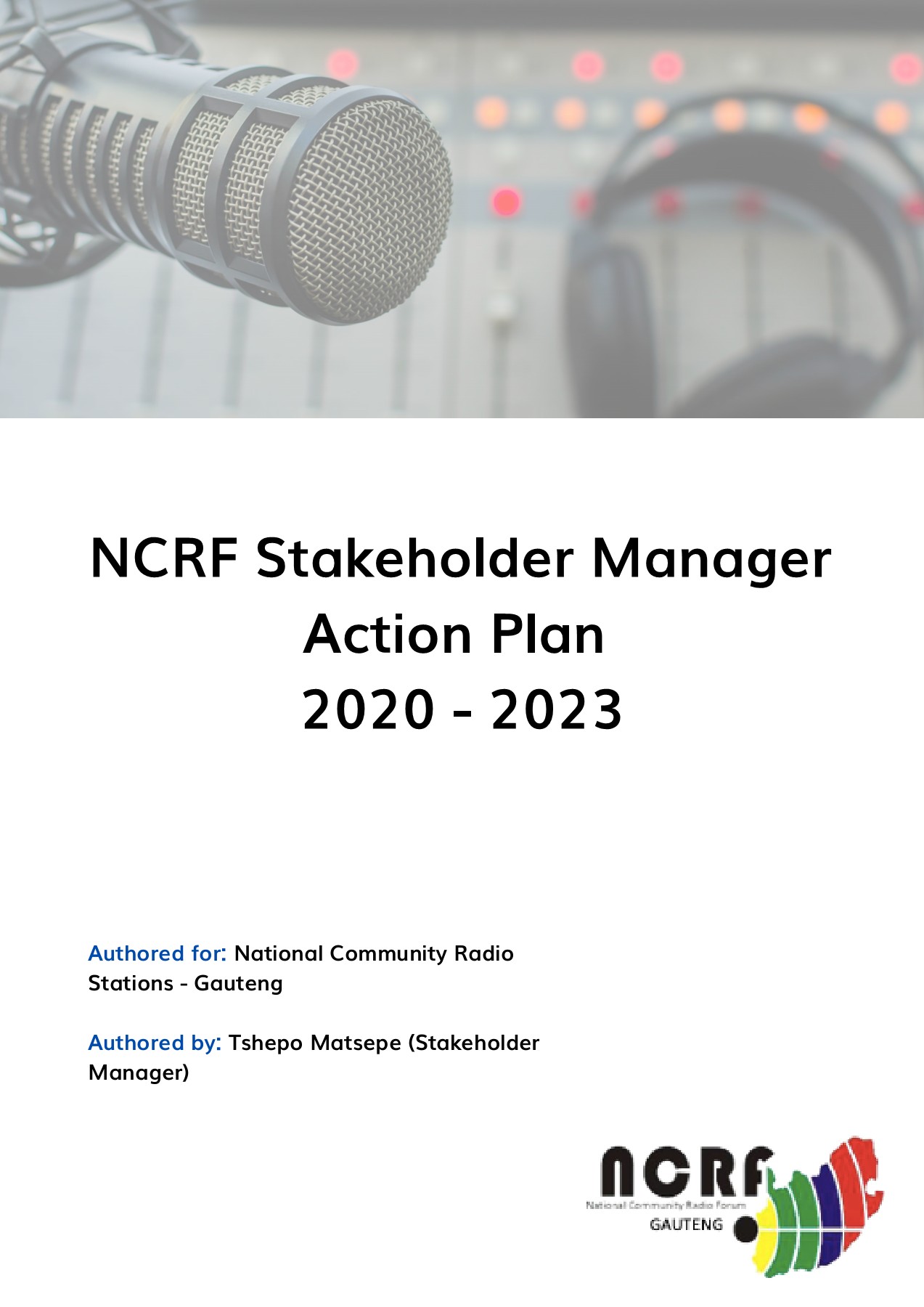 NCRF Stakeholder Manager Action Plan 2020-2023 - Nondi - Page 1 - 15 ...