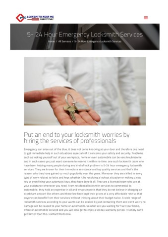 5- 24 Hour Emergency Locksmith Services