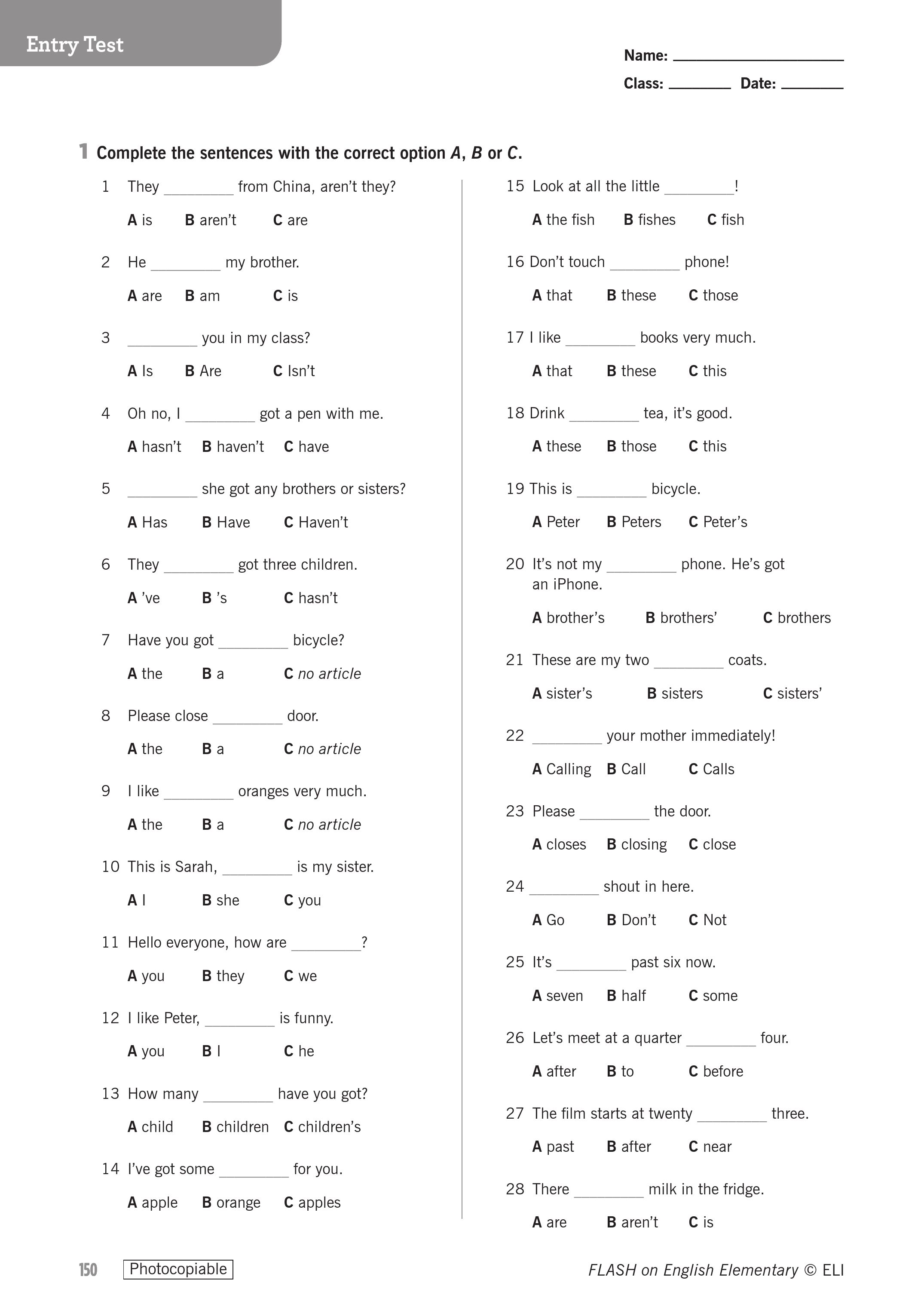 Flash on English Elementary Complete - Studentsbook - Workbook ...