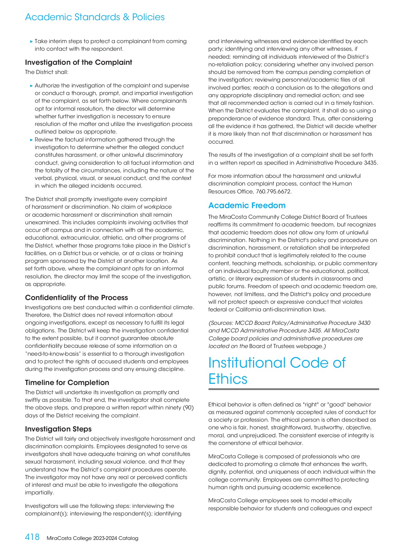 MiraCosta College 2023-2024 Catalog - MiraCosta College - Page 418 ...