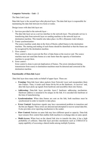 Unit-2-Computer-Networks-Unit-2 - Harish H N - Page 1 - 45 | Flip PDF Online | PubHTML5