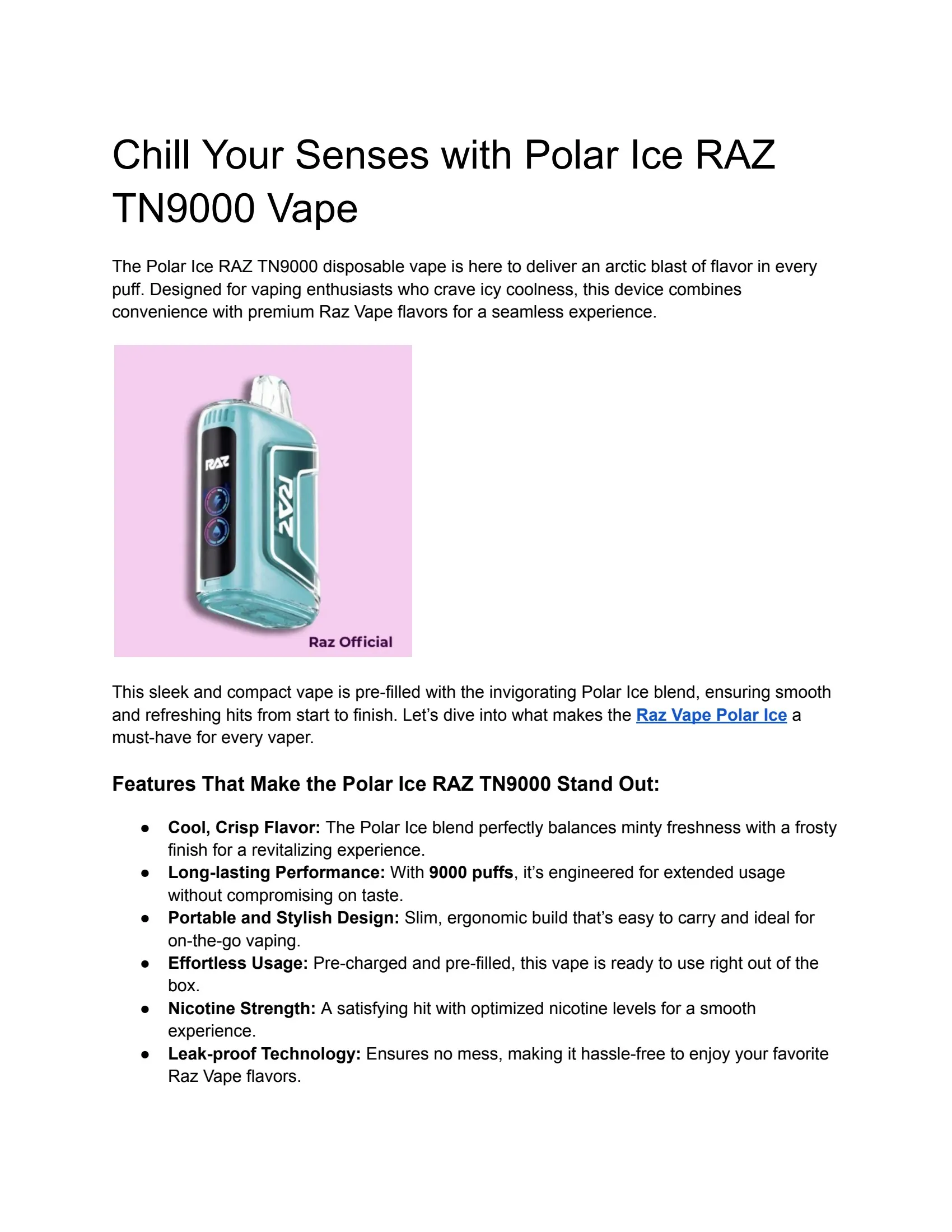 Chill Your Senses with Polar Ice RAZ TN9000 Vape - Vape Marley - Page 1 ...