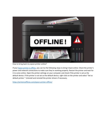 How to bring back my epson printer online?