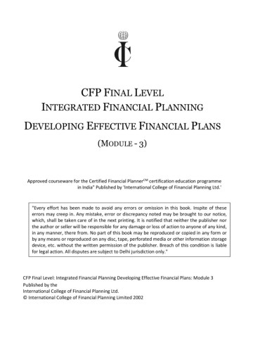 INTEGRATED FINANCIAL PLANNING - International College of Financial ...