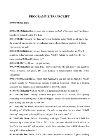 PROGRAMME TRANSCRIPT