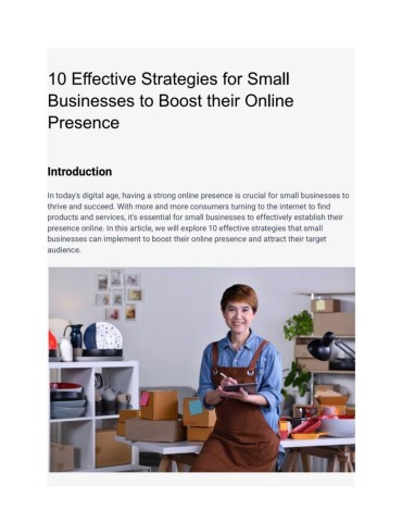 10 Effective Strategies for Small Businesses to Boost their Online Presence