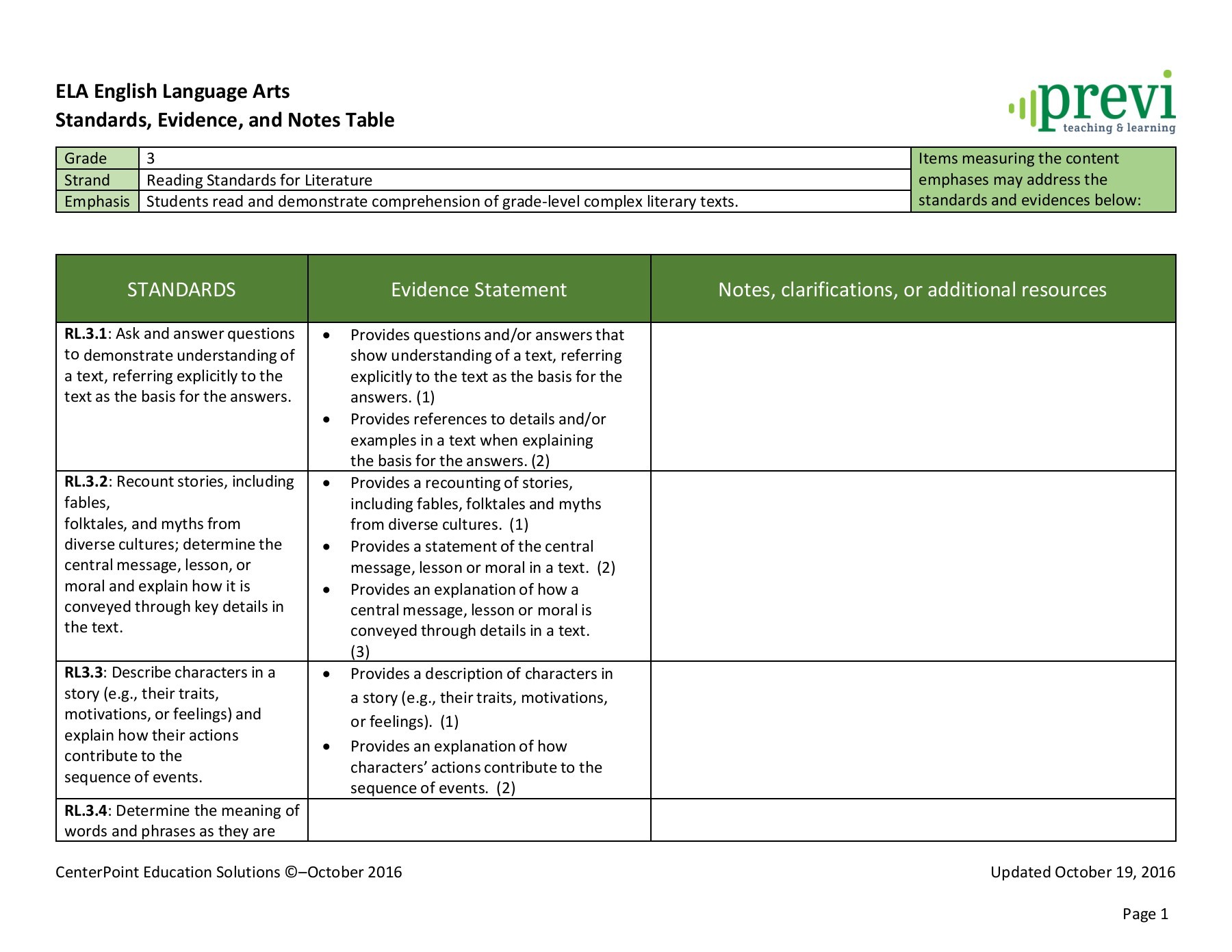 Grade 3 Reading Lit Evidence Table (2) - mbannon - Page 1 - 3 | Flip ...