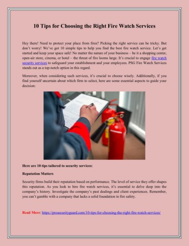 10 Tips for Choosing the Right Fire Watch Services