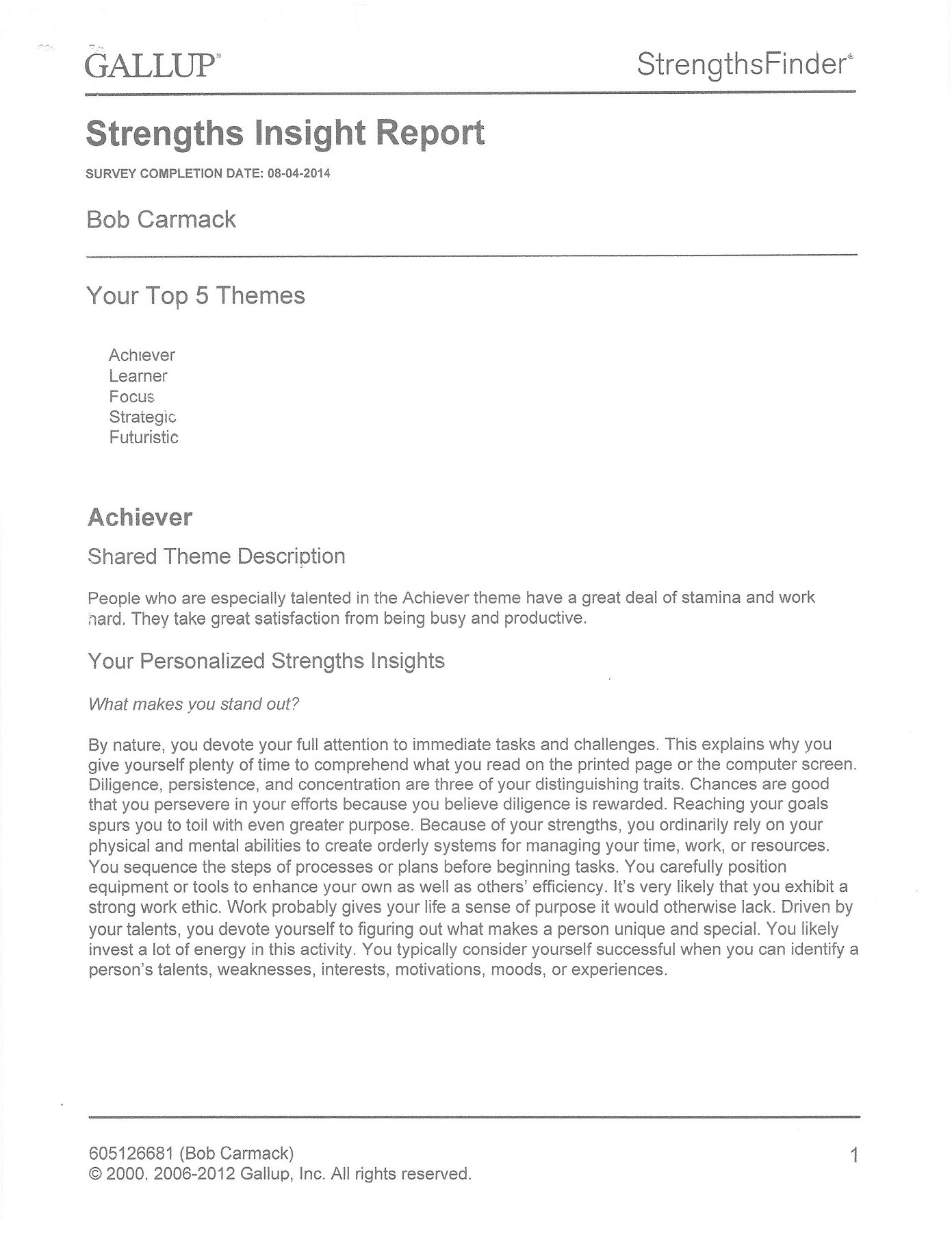 Strength Finder Report - bcarguy1 - Page 1 - 4 | Flip PDF Online | PubHTML5