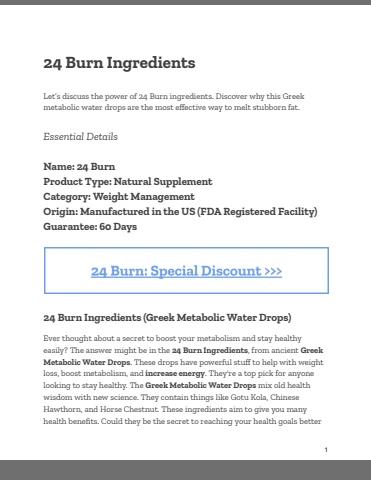 24 Burn Ingredients (Metabolic Supplement)