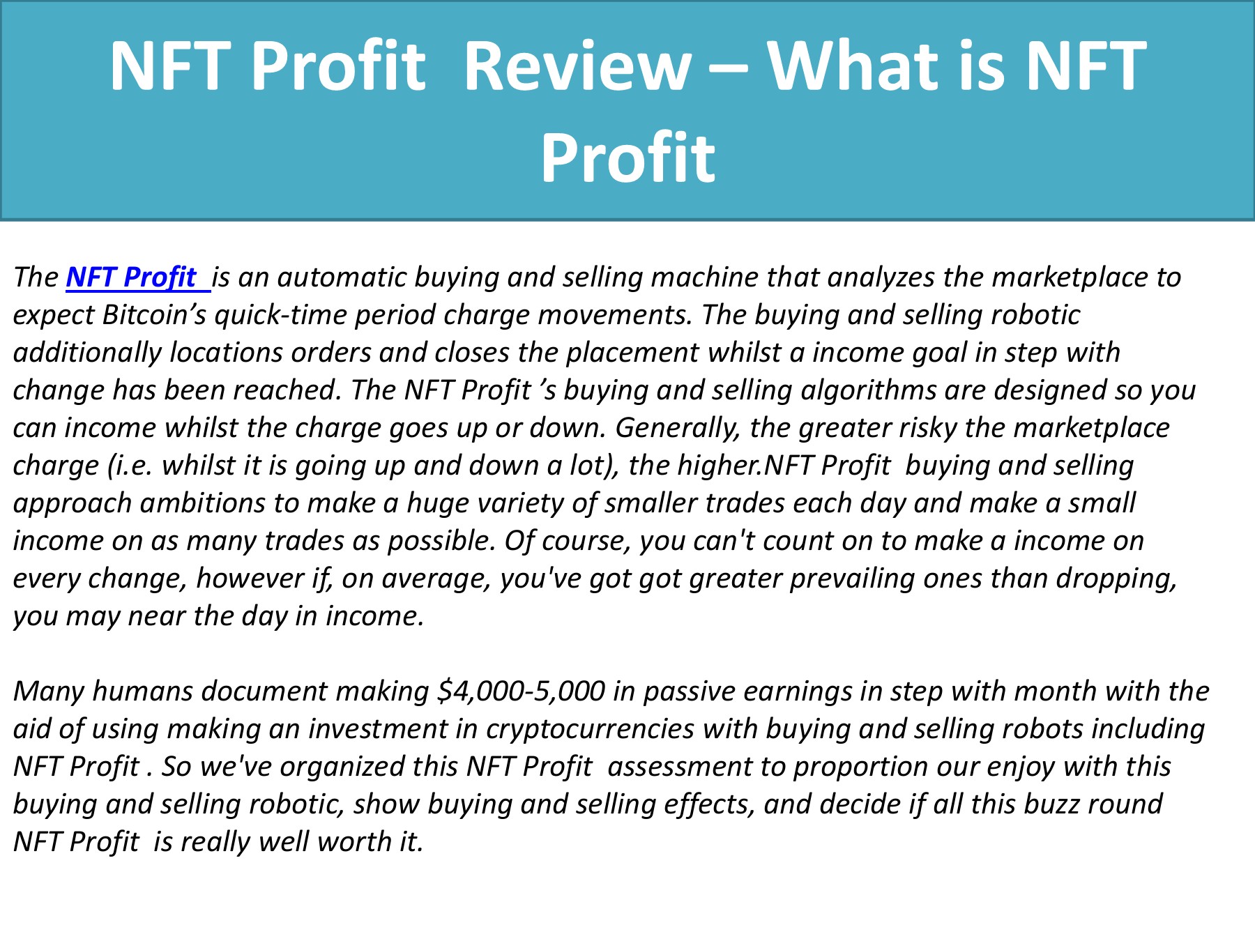 NFT Profit Review – What is NFT Profit - NFT Profit - Page 1 - 5 | Flip ...