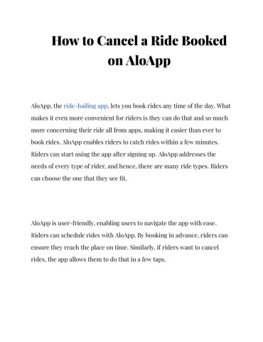 How to Cancel a Ride Booked on AloApp