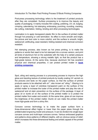 Introduction To The Main Post Printing Process Of Book Printing Companies