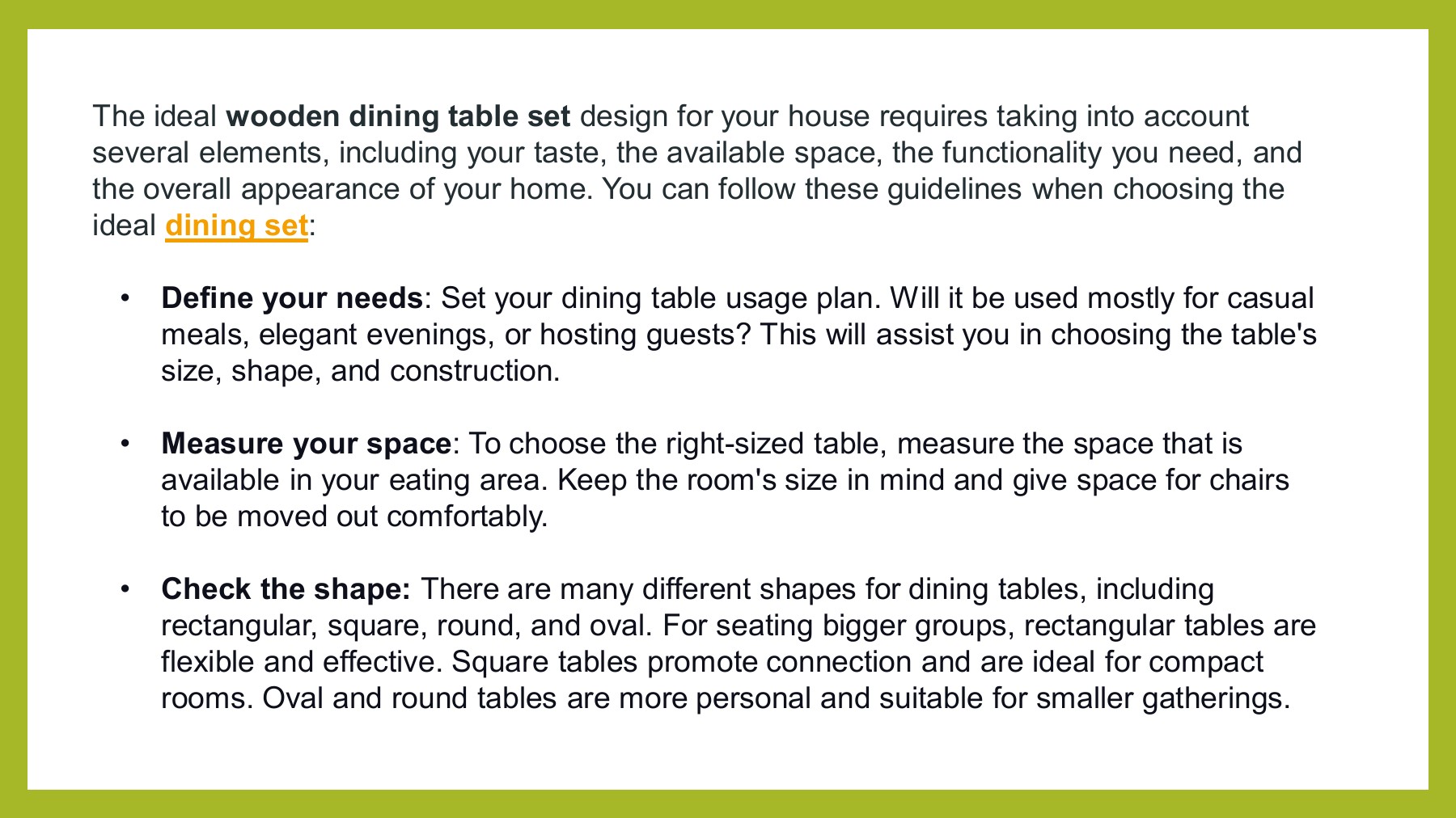 CHOOSE THE PERFECT DINING TABLE DESIGN FOR YOUR HOME - Urbanwood ...