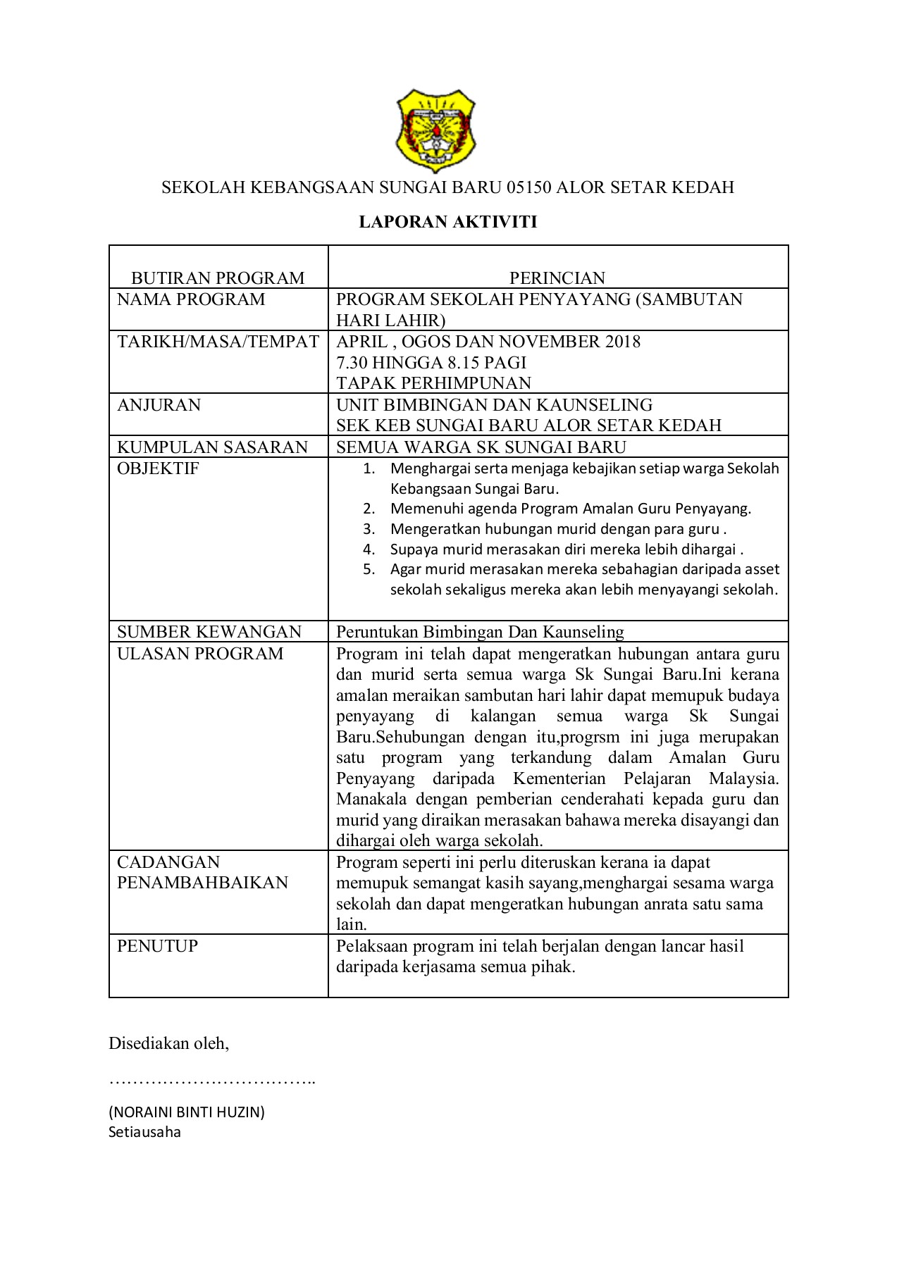 LAPORAN AKTIVITI UTK DOKUMENTASI - norainihuzin - Muka Surat 8 ...