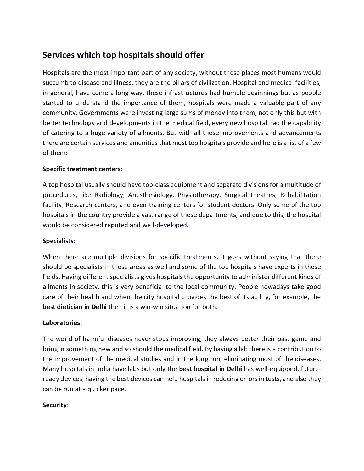 Services which top hospitals should offer - CBR Hospitals - Page 1 - 2 ...