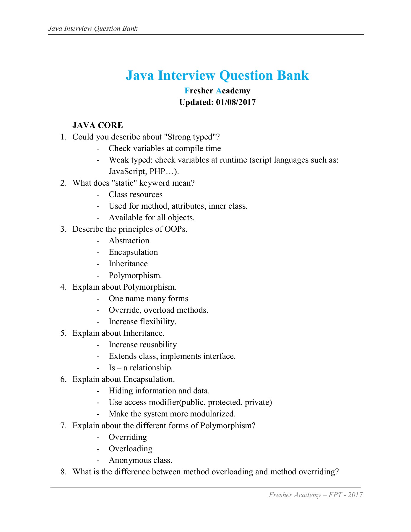 Fresher-Academy-Spring-Question-Bank - BabySharkcomvn - Page 1 - 21 | Flip PDF Online | PubHTML5