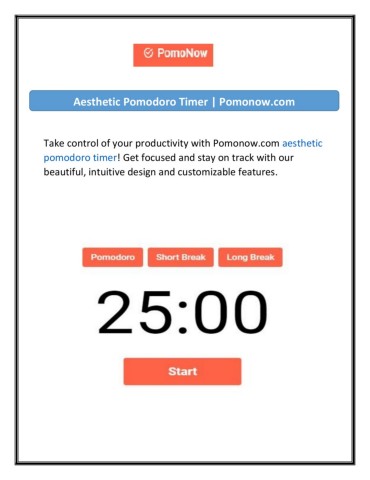 Aesthetic Pomodoro Timer Pomonow.com