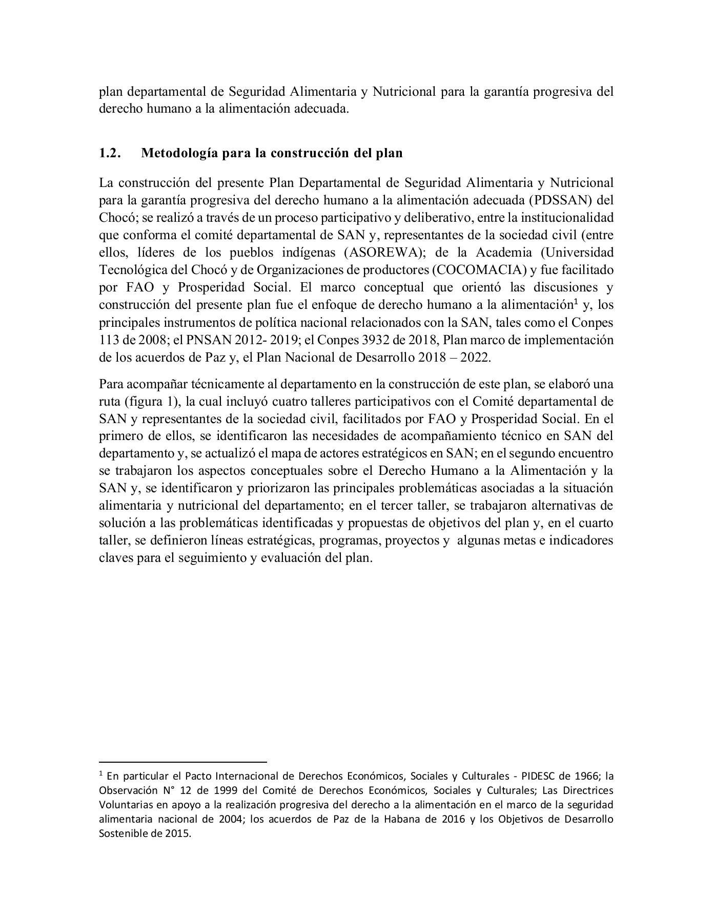 Plan de Seguridad Alimentaria y Nutricional para la garantía progresiva del Derecho a la ...