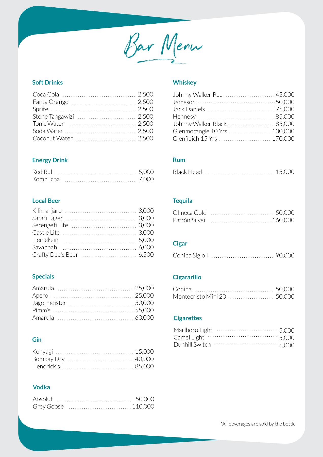 ANDERSON BAR & IN CABIN MENU - Feisal Ramadhan - Page 1 - 5 | Flip PDF Online | PubHTML5