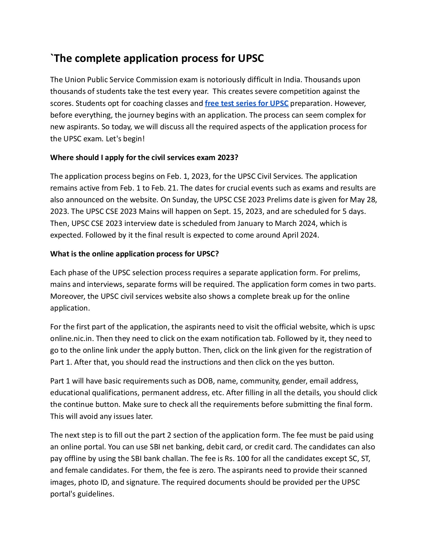 The complete application process for UPSC - EliteIAS Coaching - Page 1 ...