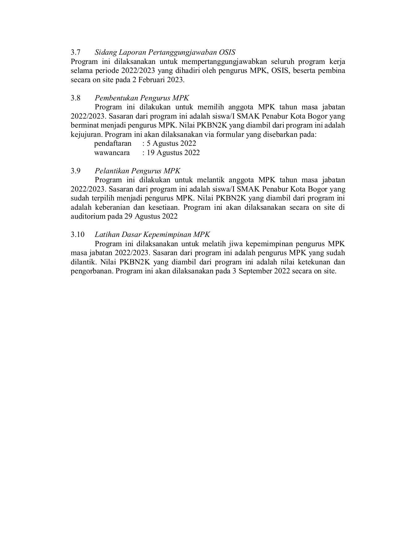 Buku Program Kerja MPK - yesica.manik 212210077 - Page 7 | Flip PDF ...