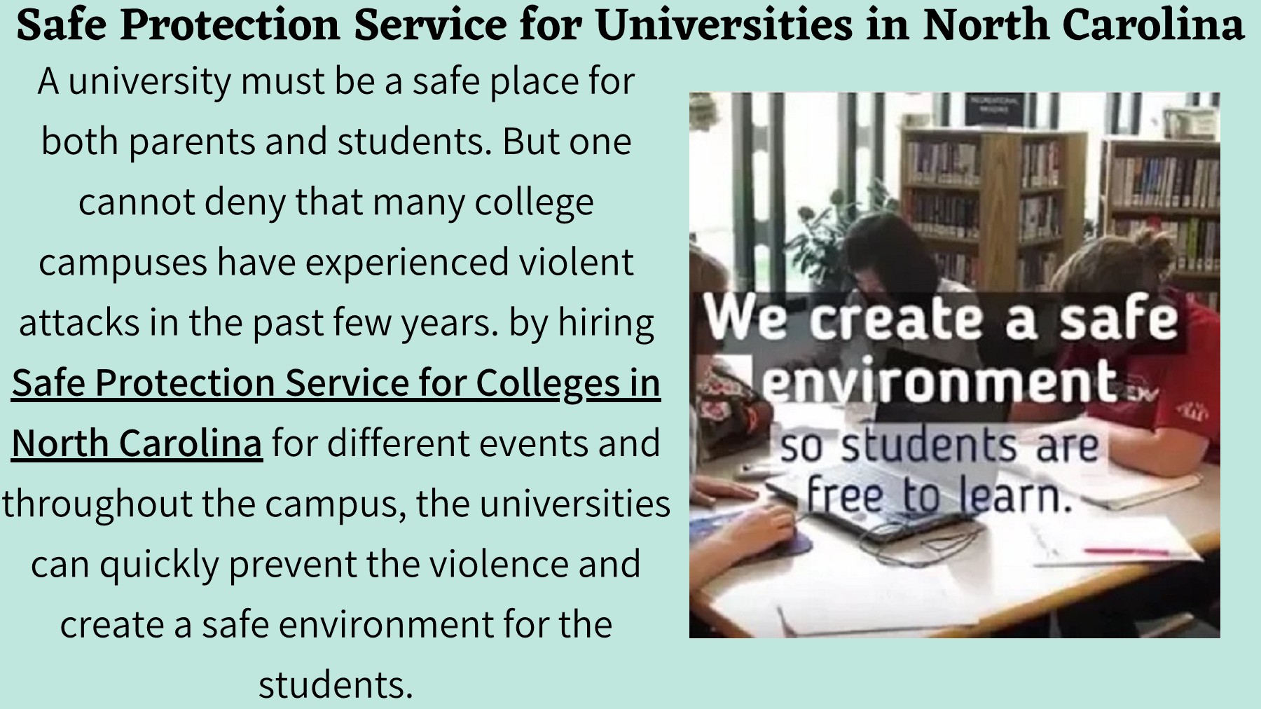 Safe Protection Service for Universities in North Carolina ...