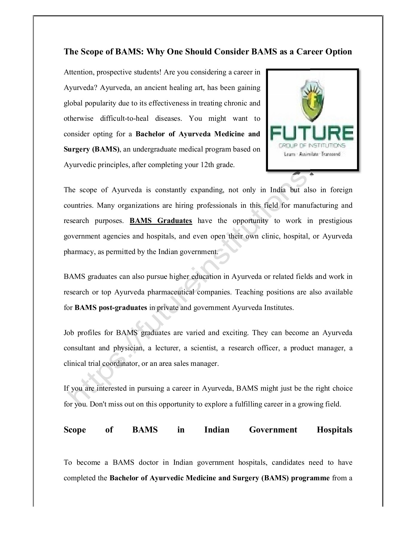 The Scope of BAMS Why One Should Consider BAMS as a Career Option ...