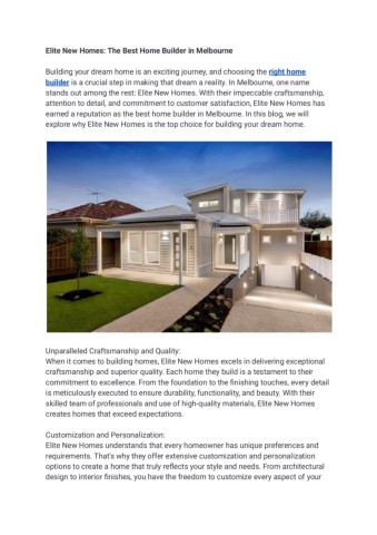Elite New Homes_ The Best Home Builder in Melbourne