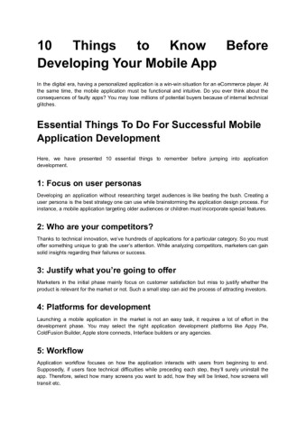 10 Things to Know Before Developing Your Mobile App