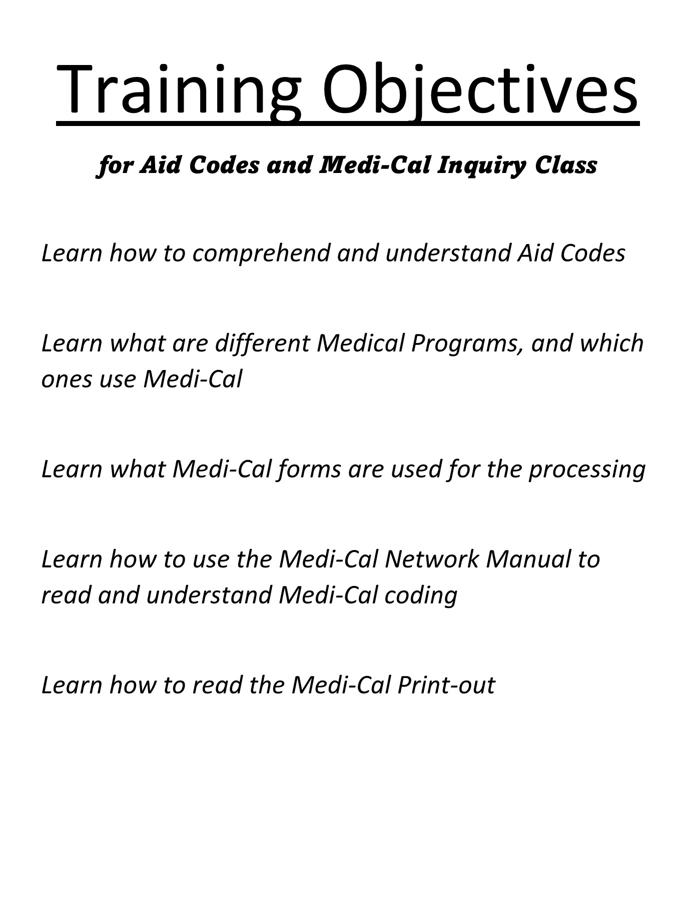 Medi-Cal Training Objectives - valerie robinson - Page 1 - 1 | Flip PDF ...