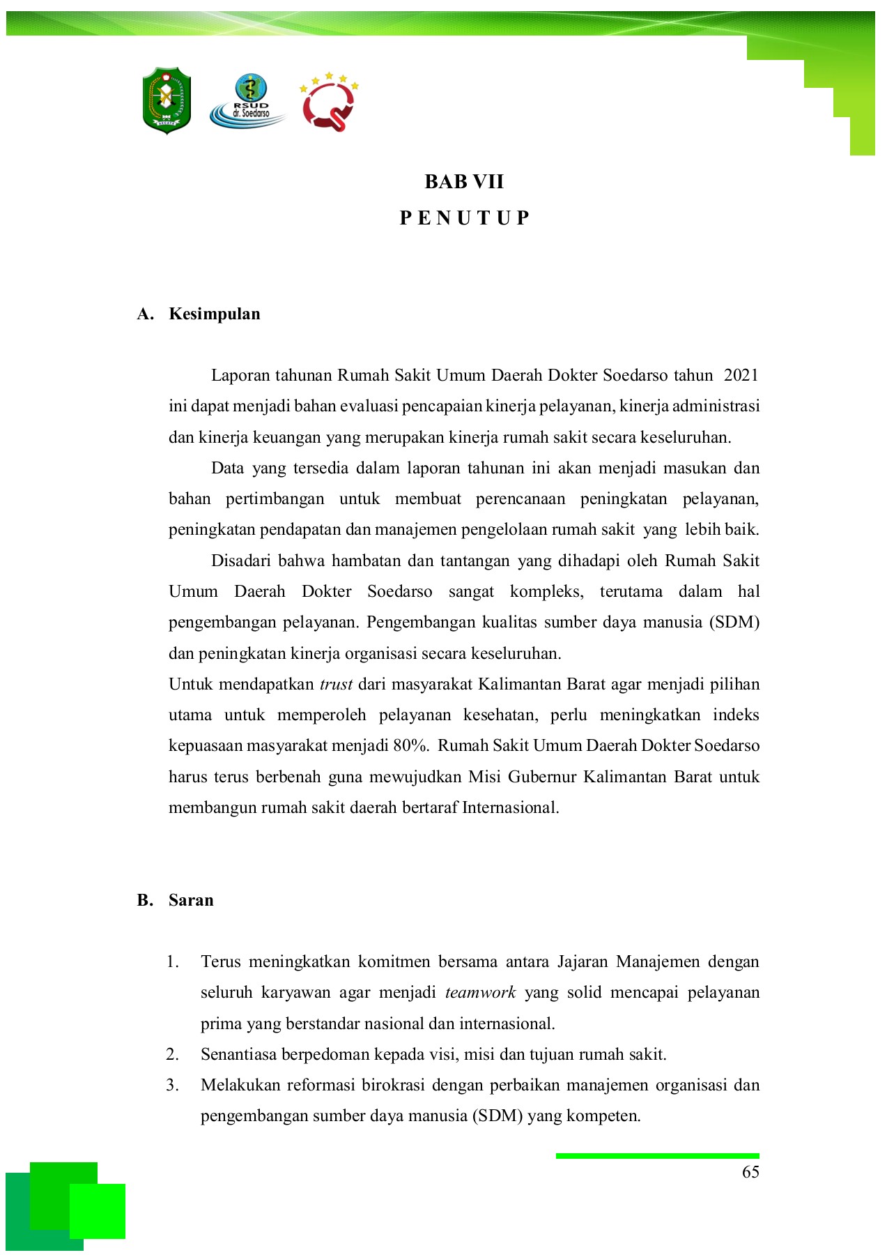LAPORAN TAHUNAN RSUD DR SOEDARSO 2021 - PPID RS dr. Soedarso - Halaman 74 | PDF Online | PubHTML5