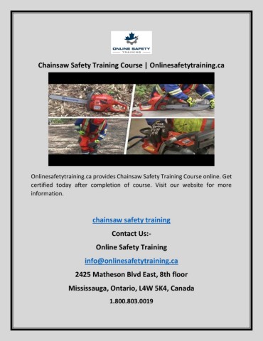 Chainsaw Safety Training Course | Onlinesafetytraining.ca - Liam ...