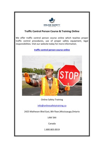 Traffic Control Person Course & Training Online